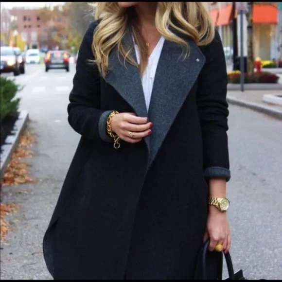 Vince | Jackets & Coats | Vince Two Tone Asymmetrical Wool Coat Size M ...